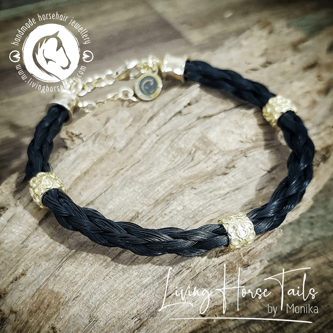 Gold plated Sterling Silver Beaded Horse Hair Braided Bracelet – Living ...