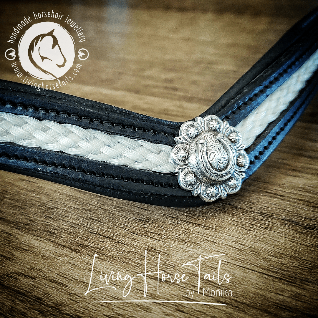 Leather Browband with Braided Horsehair Inlay and conchos – Living ...